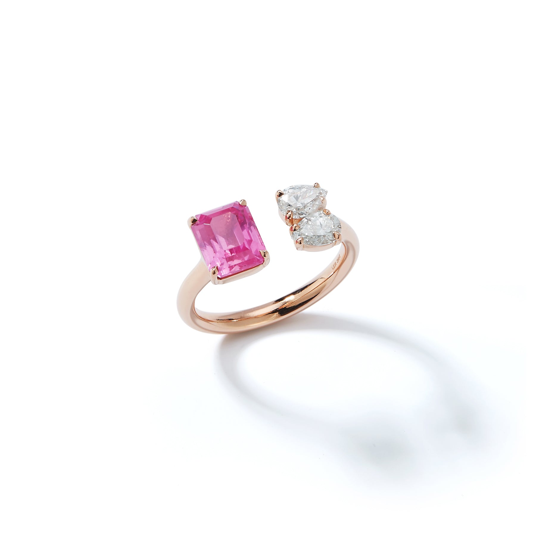 Prive Luxe Pink Sapphire and Double Diamond Pear Ring – Jemma Wynne