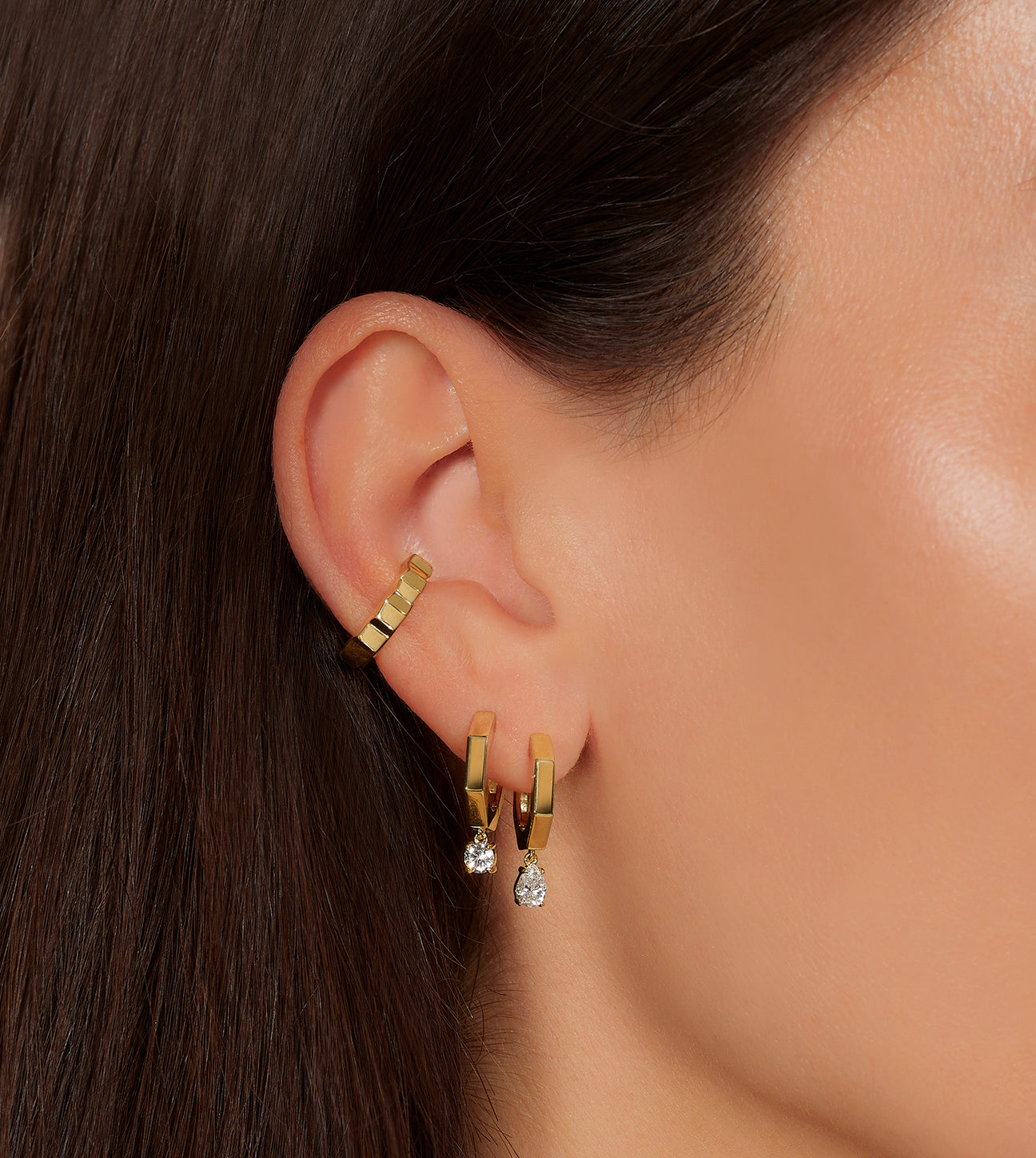 Escalator Huggies with Round Diamond Drops – Jemma Wynne