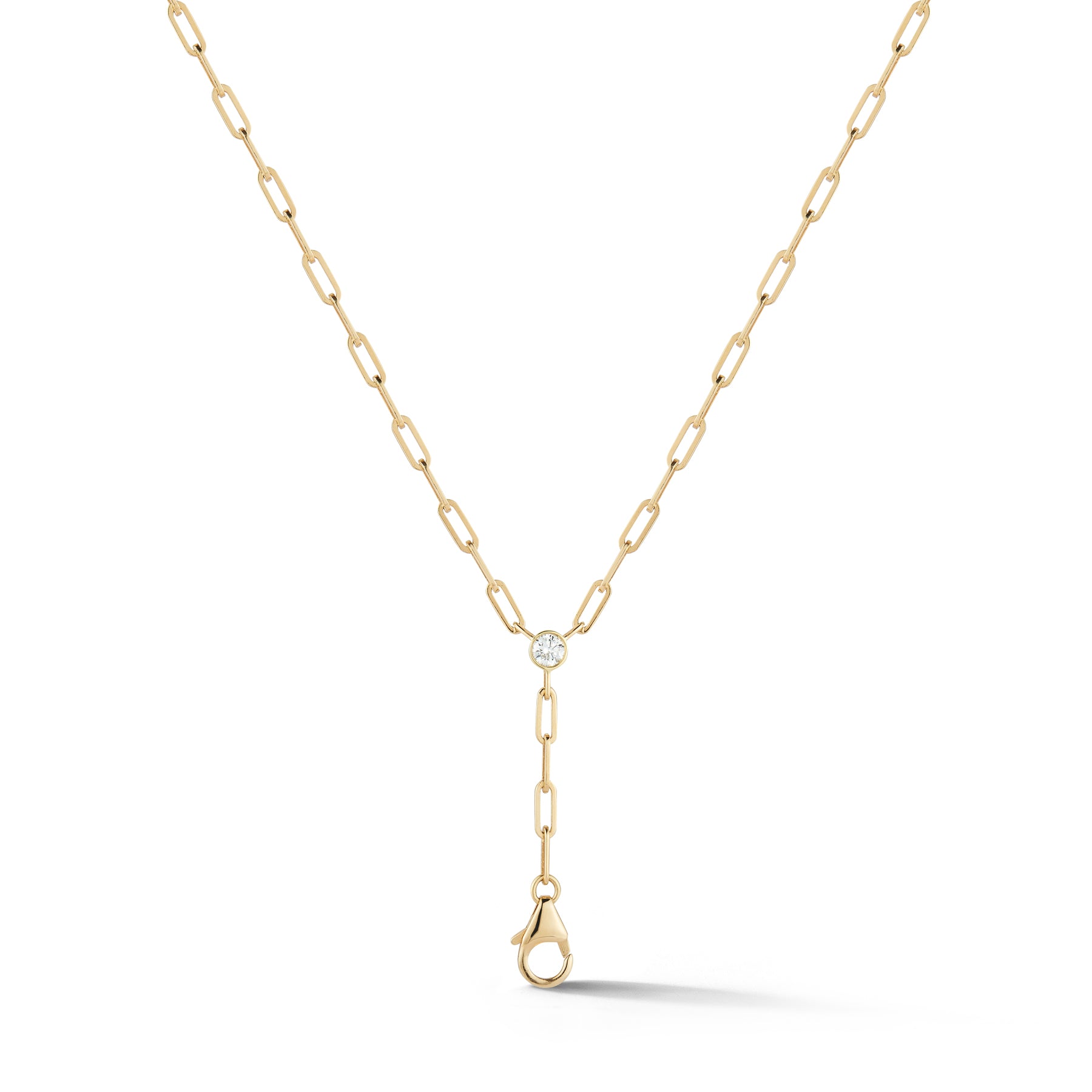 Prive Small Trace Chain Y Necklace with Bezel Set Diamond – Jemma Wynne