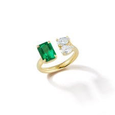 Prive Emerald and Double Diamond Pear Open Ring – Jemma Wynne